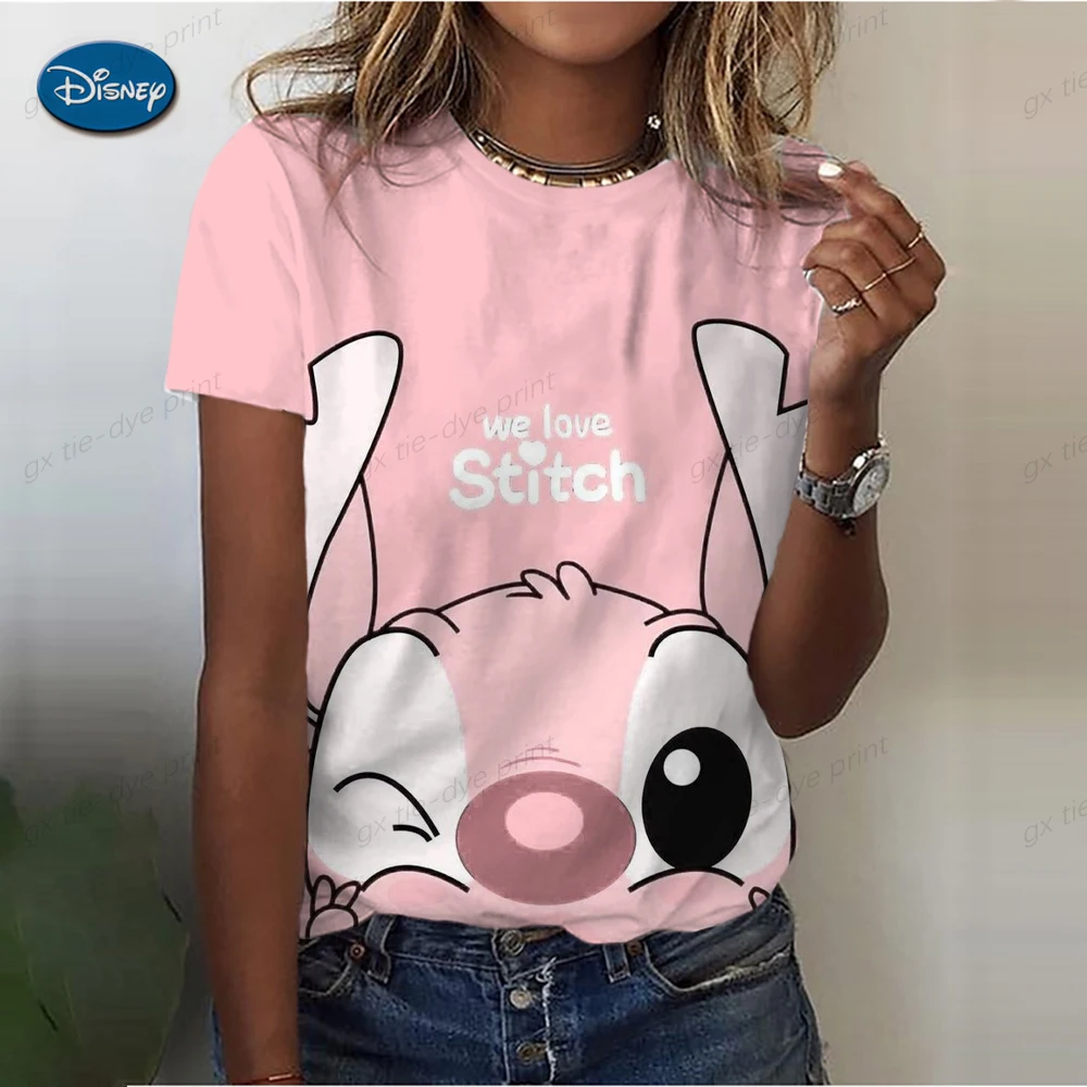 Camiseta-con-estampado-3D-de-Disney-Stitch-para-mujer-ropa-de-manga ...