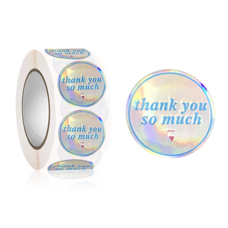 100-500-Pcs-Roll-1inch-Round-Laser-Thank-You-So-Much-Sticker-Seal ...
