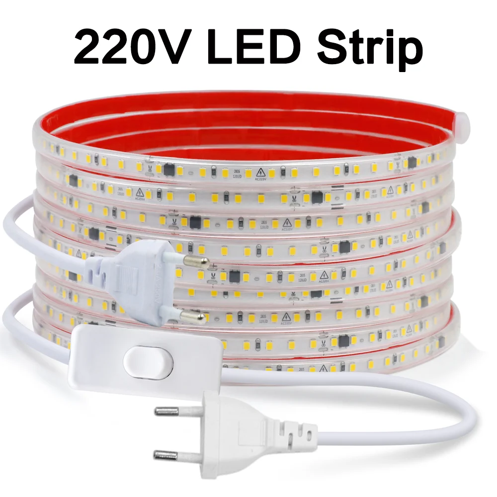 220V-LED-Strip-Light-IP65-Waterproof-Dimmable-Ribbon-Stripe-Adhesive ...