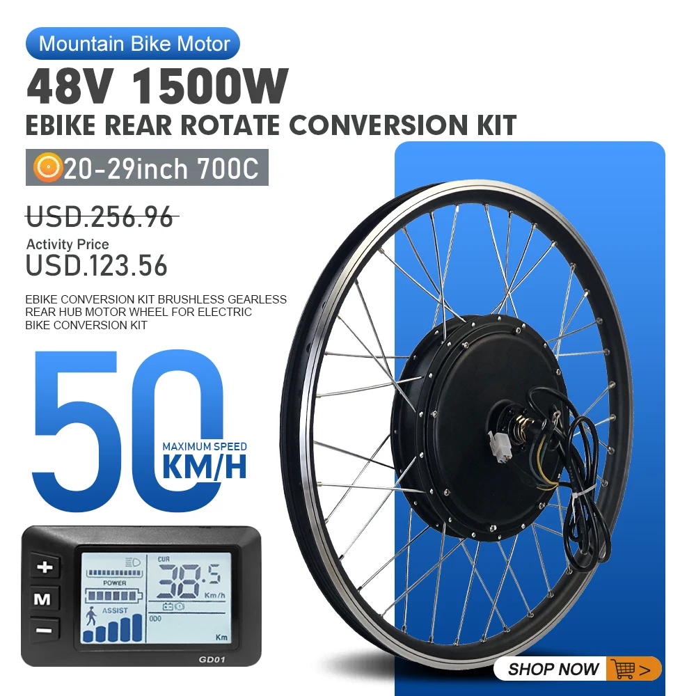 48V-1500W-EBike-Conversion-Kit-Rear-Rotate-Wheel-Hub-Motor-20-24-26-27 ...