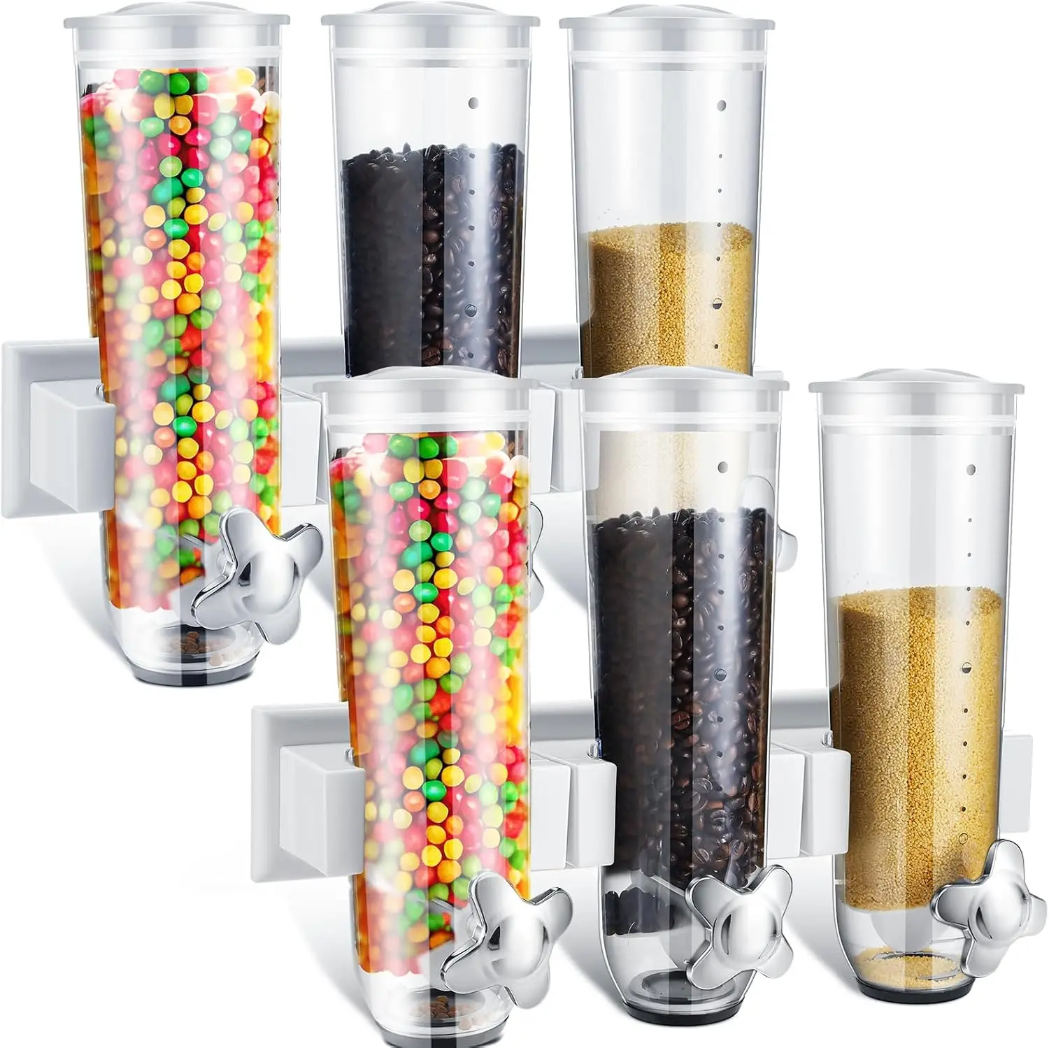 Cereal-Dispenser-Wall-Mounted-Triple-Dry-Food-Dispenser-Snack-Candy ...