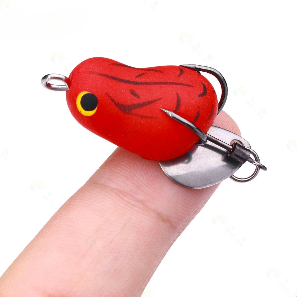 Mini Fishing Lure Soft Frog Spinner Bait Metal Sequin Double Hook ...