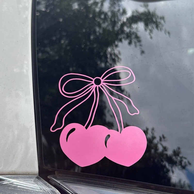 Cute-Girly-Cherry-Bow-For-Car-Stickers-Decoration-Bumper-laptop-Sticker ...