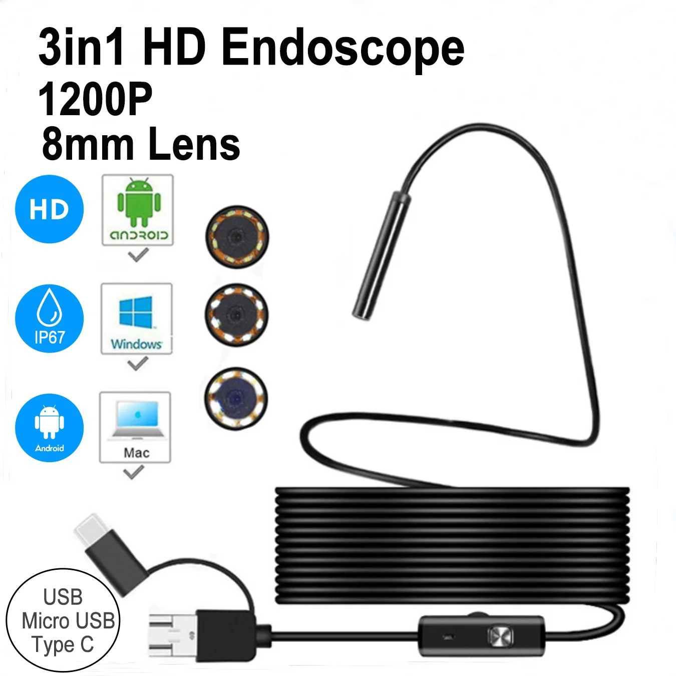 8mm-3in1-HD-1200P-IP67-Waterproof-Endoscope-8-LED-Light-Cars-Industrial ...