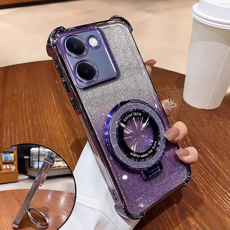 Luxury Glitter Bracket Phone Case Cover for G84 (Gold)