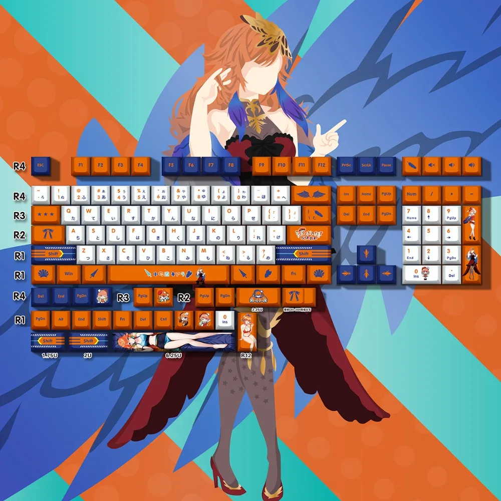 132-Keys-Set-Hololive-Vtuber-Takanashi-Kiara-Keycaps-PBT-Cherry-Height ...