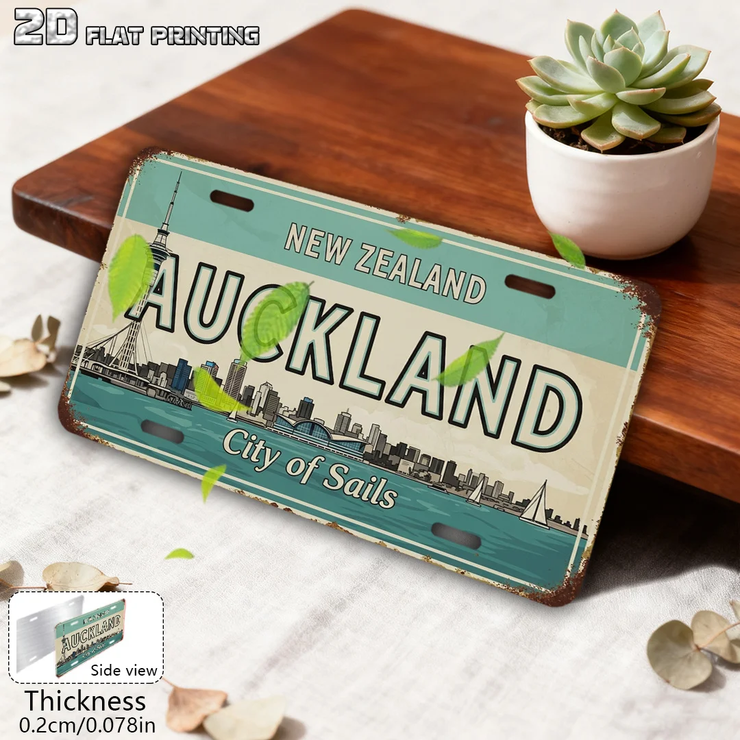 2D Flat, [2D Flat] 1pc Vintage Auckland City Themed Aluminum Wall Sign ...