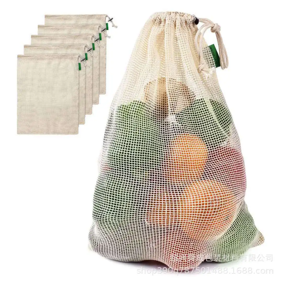 Portable-Natural-Organic-Pure-Cotton-Mesh-Bag-Vegetable-Fruit-Storage ...