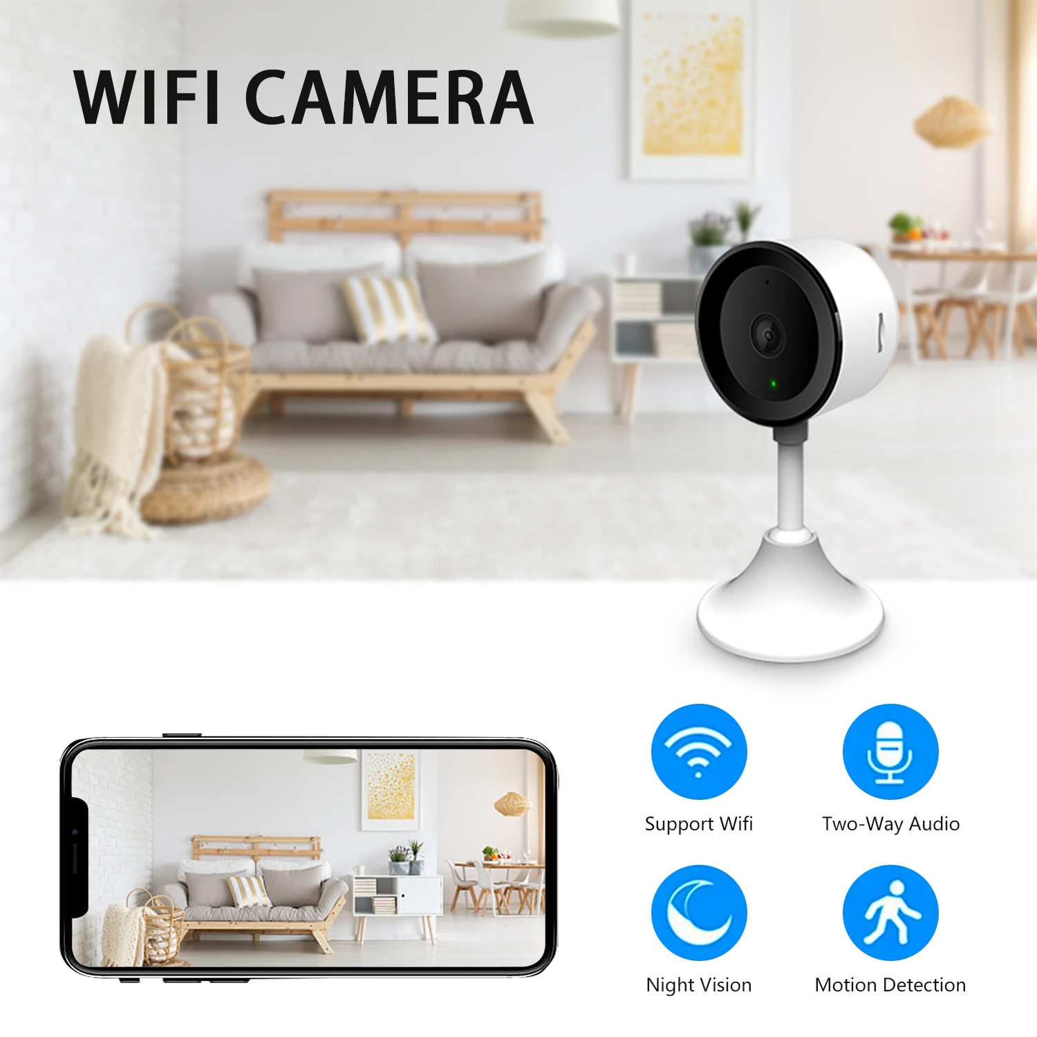 Home Monitor Mini 2MP Wifi Camera HD Video Recording Wireless Easy ...