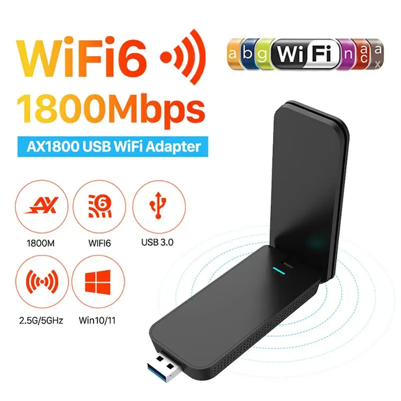 Wi Fi 6 Adapter 2.4G & 5G AX1800 High Power Wireless Network Card ...