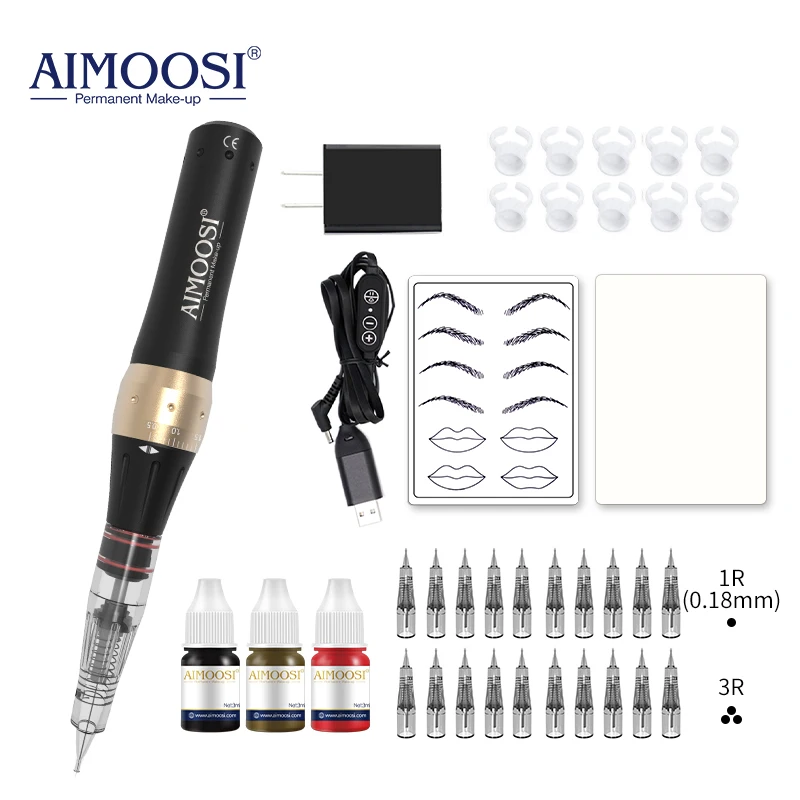 Aimoosi M7 Tattoo Machine Set Microblading Eyebrow Lip Pmu Gun Pen ...