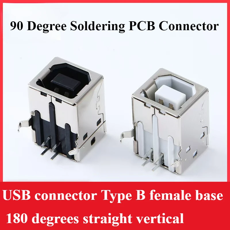 5Pcs USB B Type Female Socket Jack 90 Degree Soldering PCB Connector ...