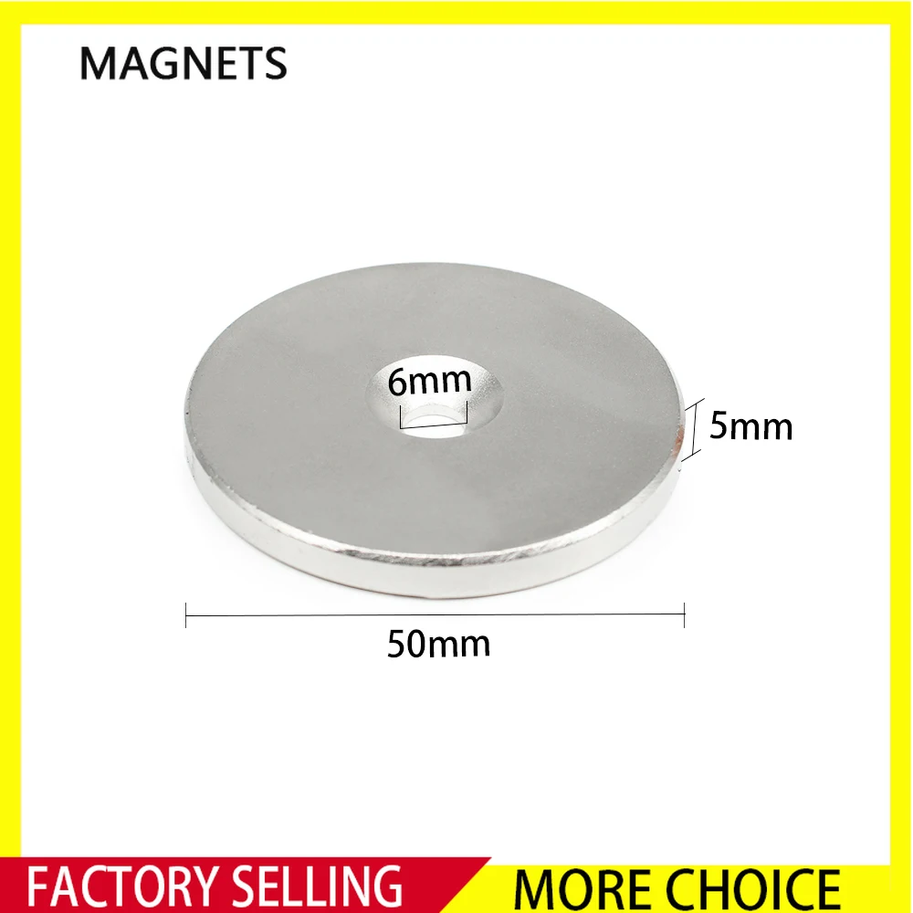 원형 희토류 네오디뮴 자석, 카운터 싱크 대형 디스크 영구 자석, 50x5-6mm, 50x5-6mm 구멍, 6mm, 50x5-6 ...