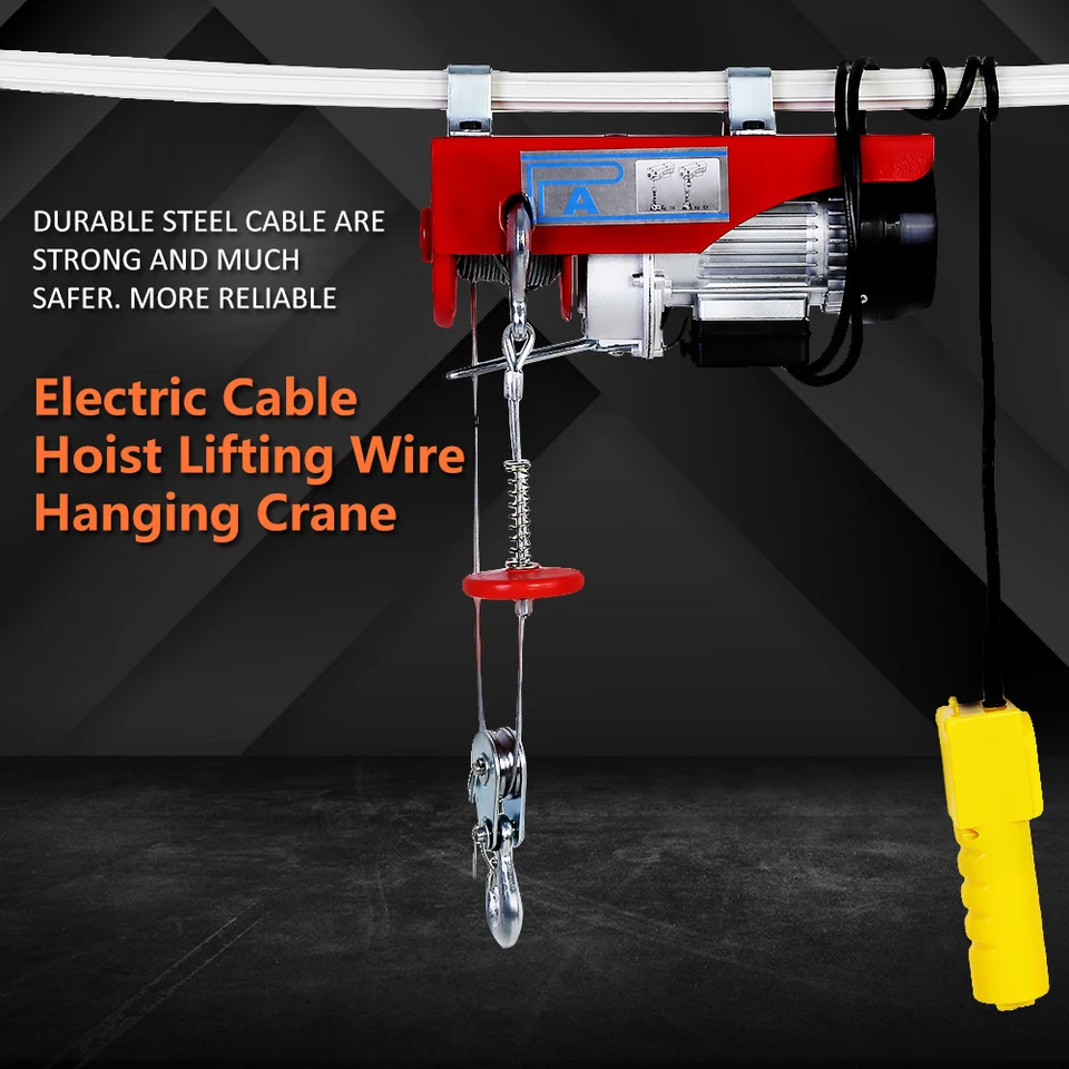 110v Electric Cable Hoist Lifting Wire Hanging Crane 100