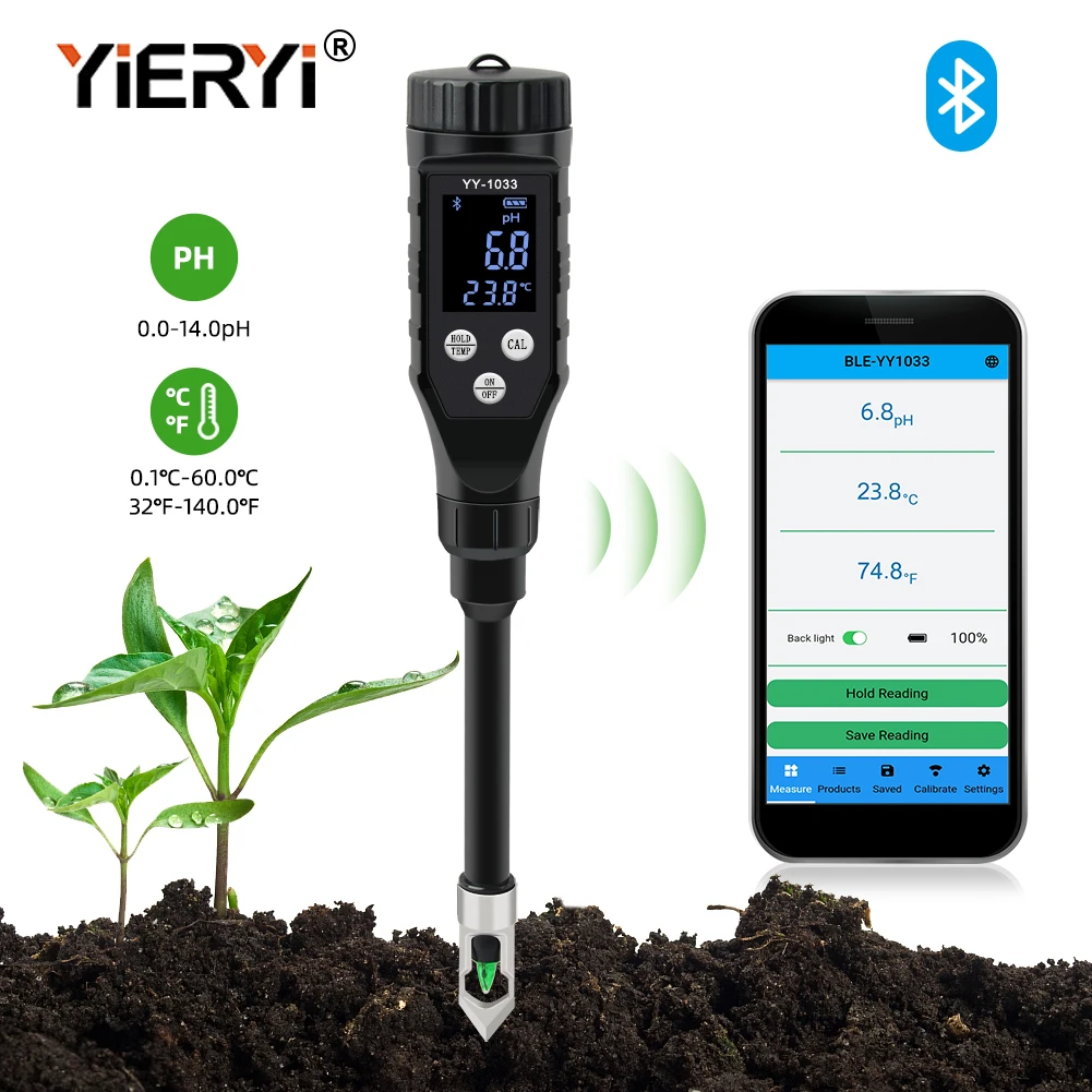 Yieryi-medidor-de-temperatura-de-PH-del-suelo-Monitor-inteligente-con-Bluetooth-para-plantas-en ...