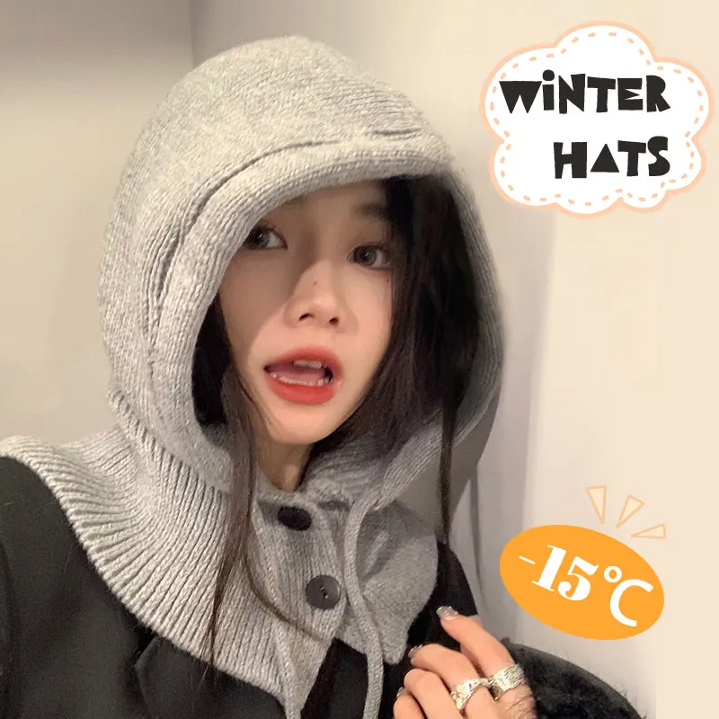 2023-Winter-Balaclava-Hats-For-Women-Unisex-Knitted-Hooded-Caps-Outdoor ...