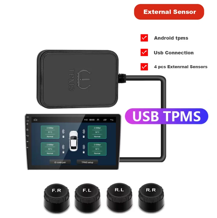 USB-Android-TPMS-Wireless-Navigation-with-4-Sensors-Car-Tire-Pressure ...