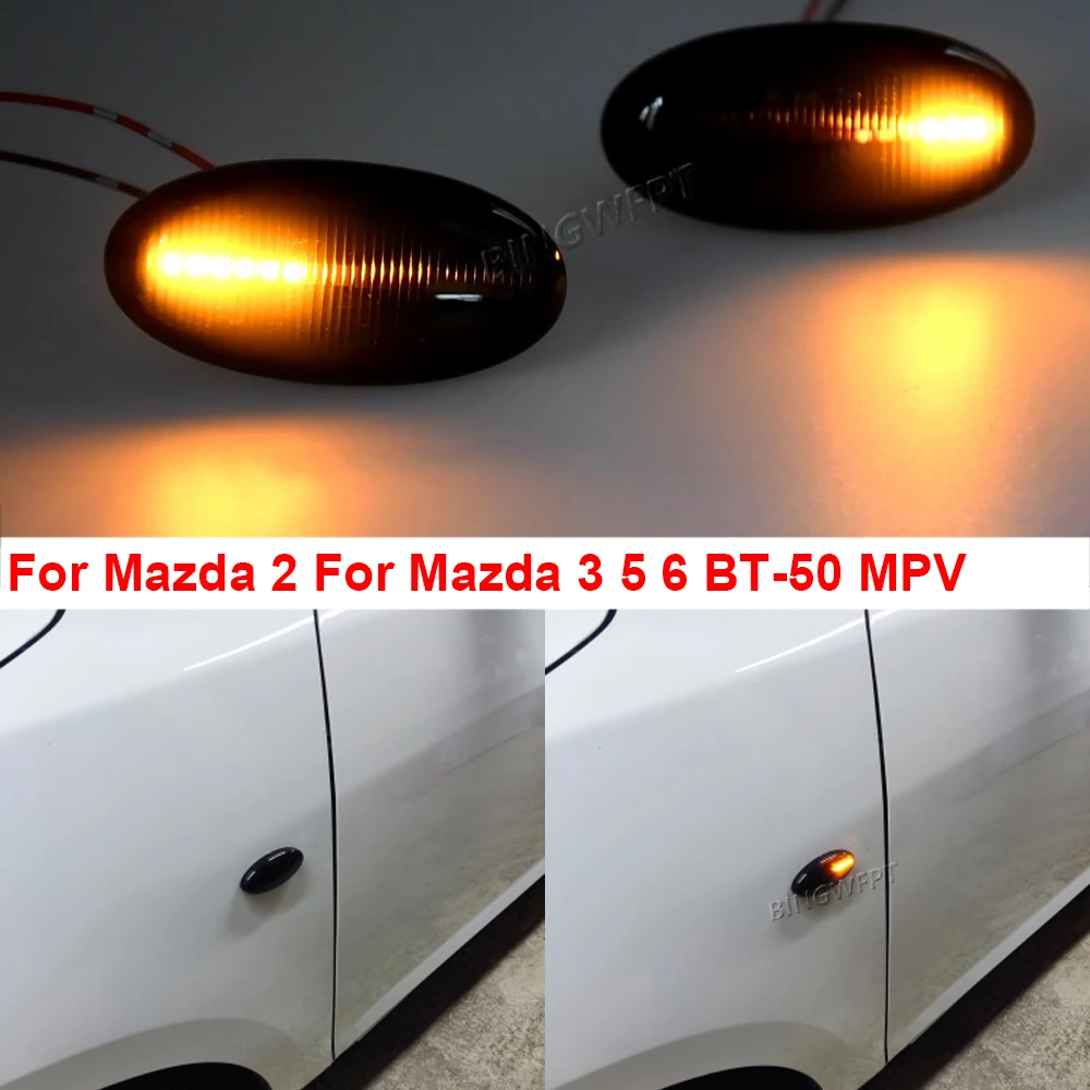 For Mazda 2 3 5 6 GG GY MPS BT-50 MPV Smoked Clear Dynamic Lights ...
