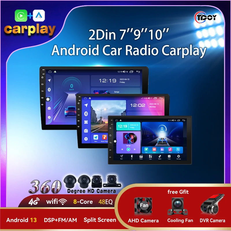 Car-Radio-Android-13-7-9-10-QLED-IPS-Autoradio-2-Din-Universal-Stereo ...