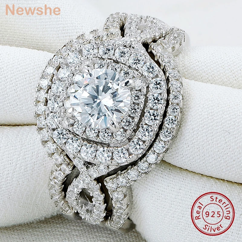 Wedding Ring Set Couple 925 Sterling | Diamond Wedding Rings Couples ...