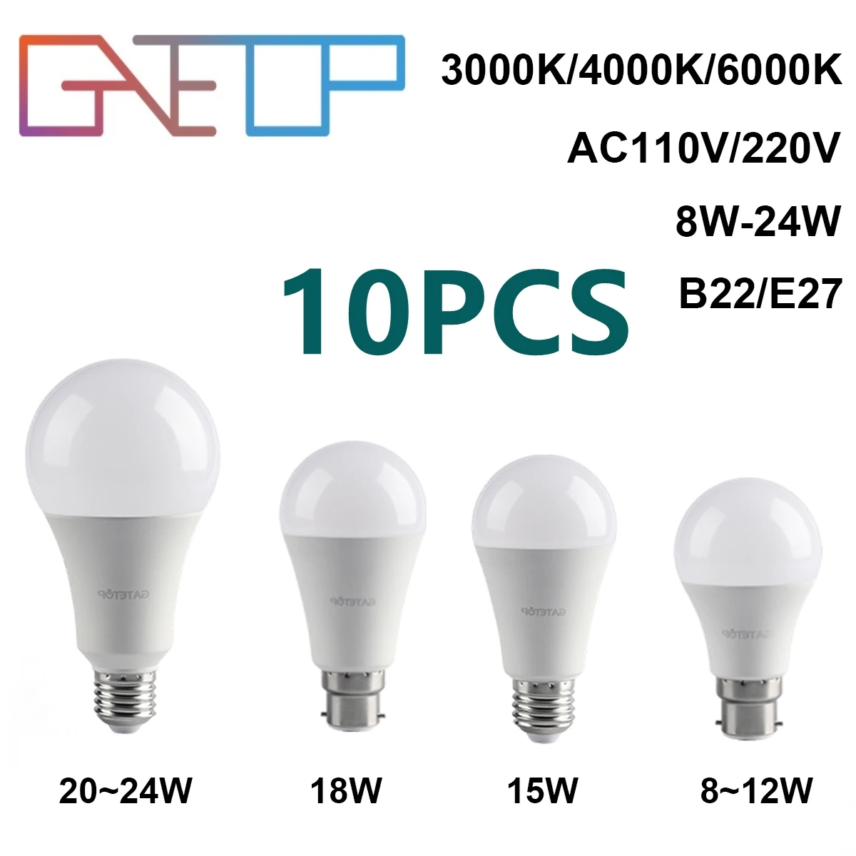 10PCS-Led-Bulb-Lamps-E27-B22-AC100-240V-AC220-240V-Light-Real-Power-8W ...