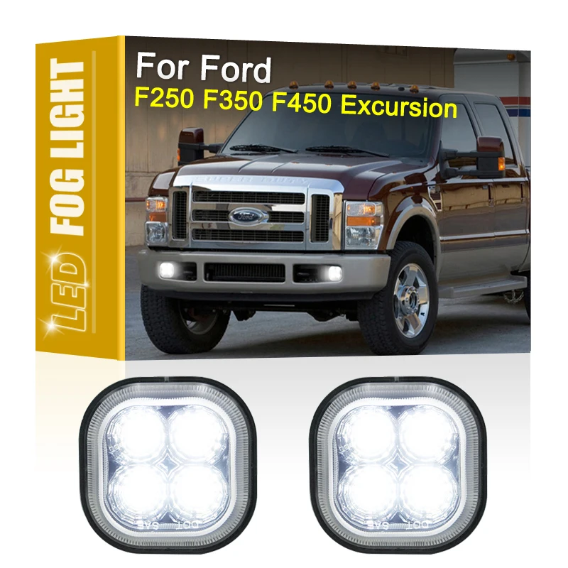 2Pcs-Aluminum-Shell-Front-LED-Fog-Lamp-Assembly-White-Light-For-Ford ...