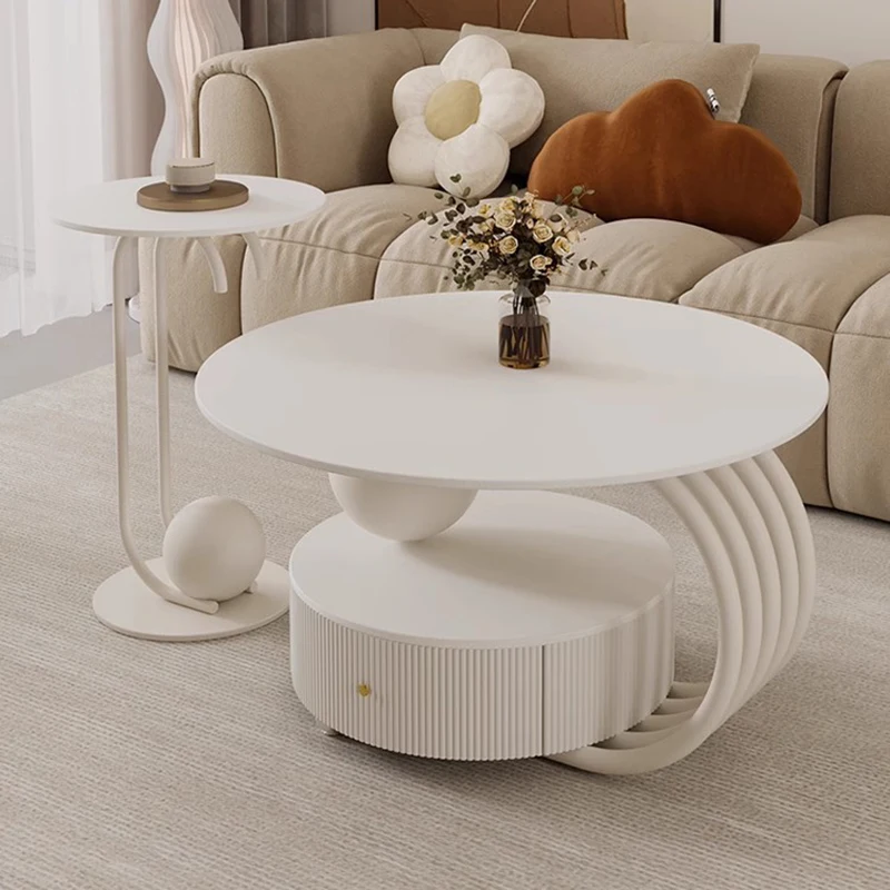 Round-Bedside-Coffee-Table-Bedroom-Makeup-Floor-White-Living-Room ...