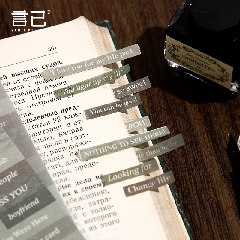 JIANWU 3 Sheets INS Retro English Text Sticker DIY Journal Scrapbooking ...