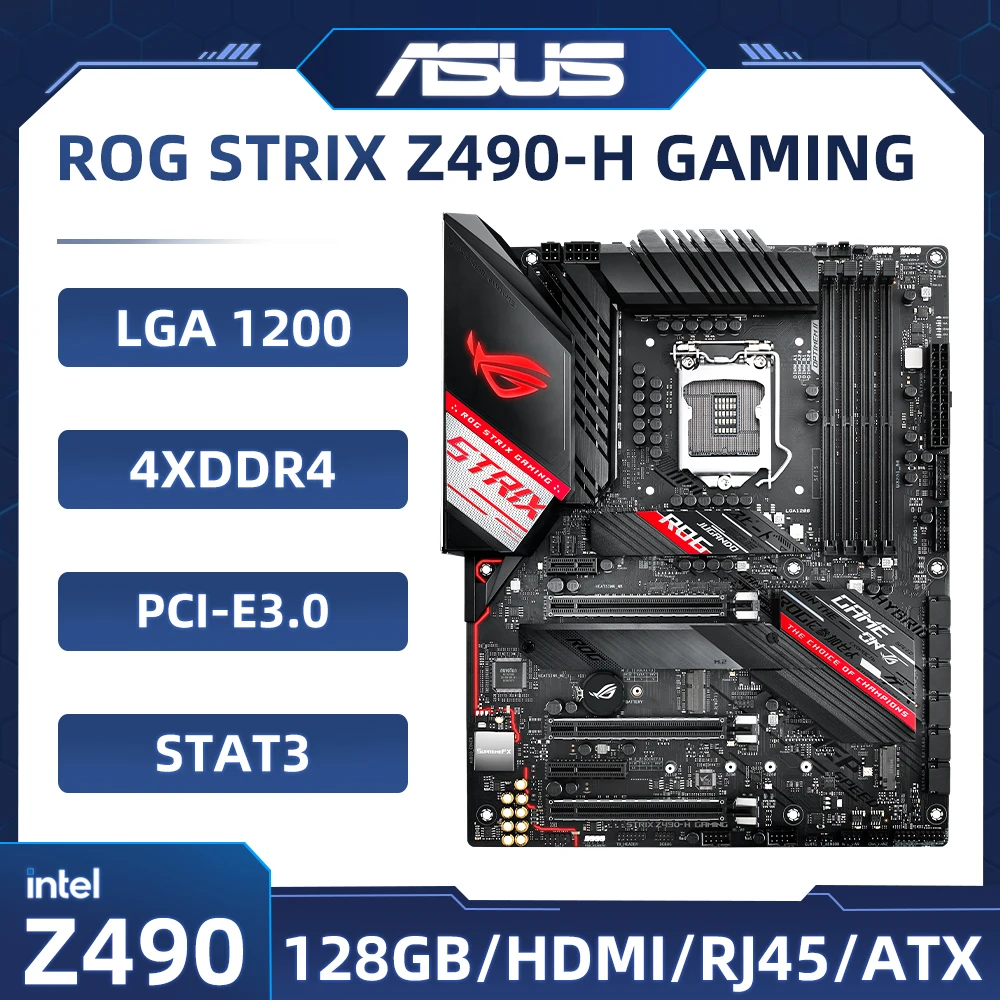 Placa-base-Intel-Z490-Asus-ROG-STRIX-Z490-H-para-juegos-LGA-1200-DDR4 ...