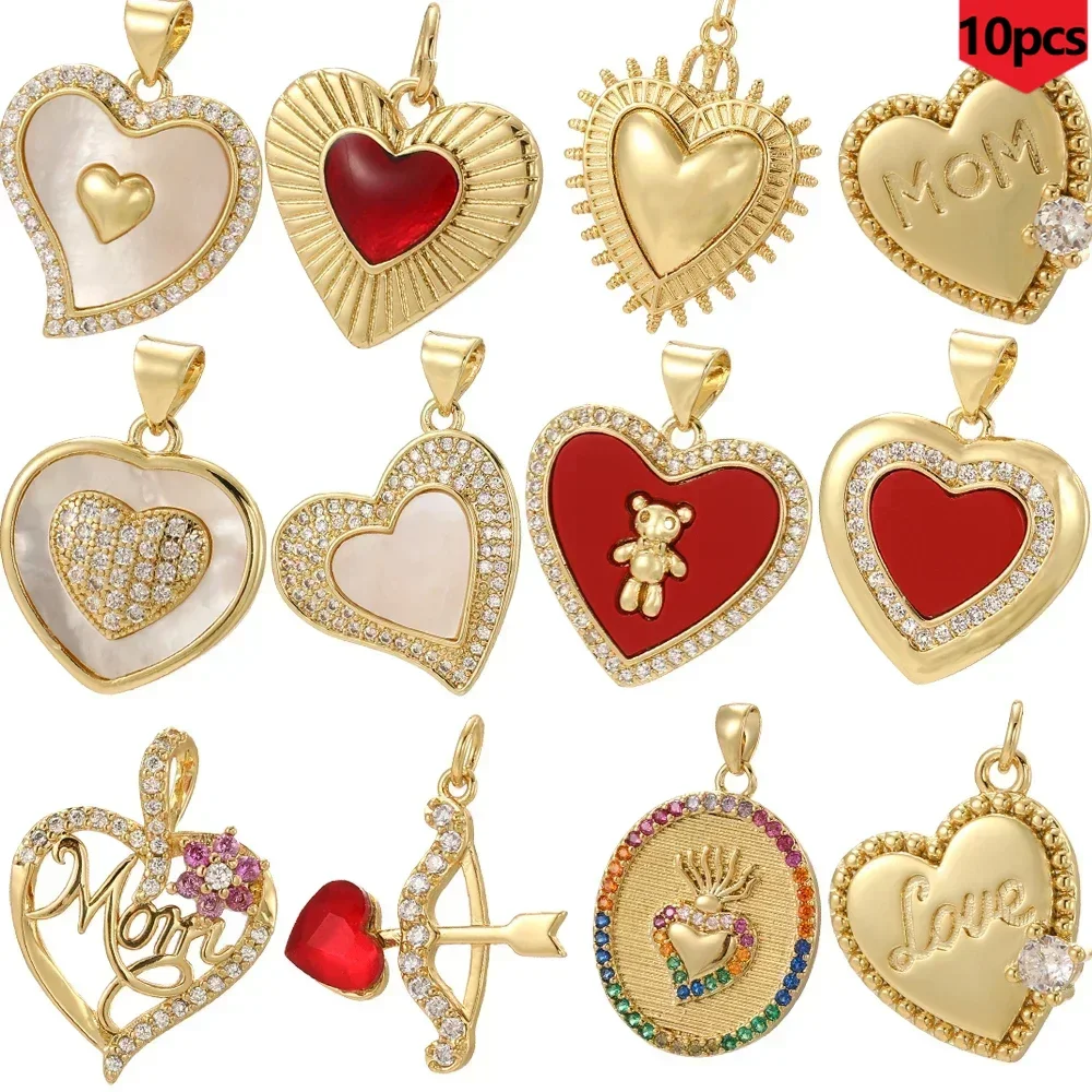 10pcs-Cute-Love-Heart-Charms-for-Jewelry-Making-Supplies-Letter-Dijes ...