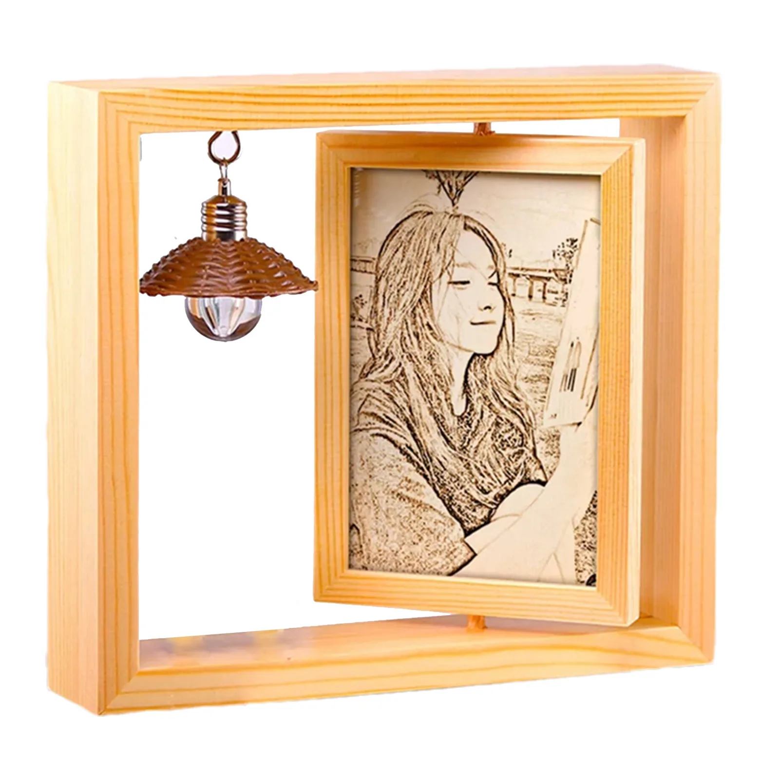 Rotating-Wooden-Photo-Frame-Double-Sided-Picture-Frames-6in-7in-360 ...
