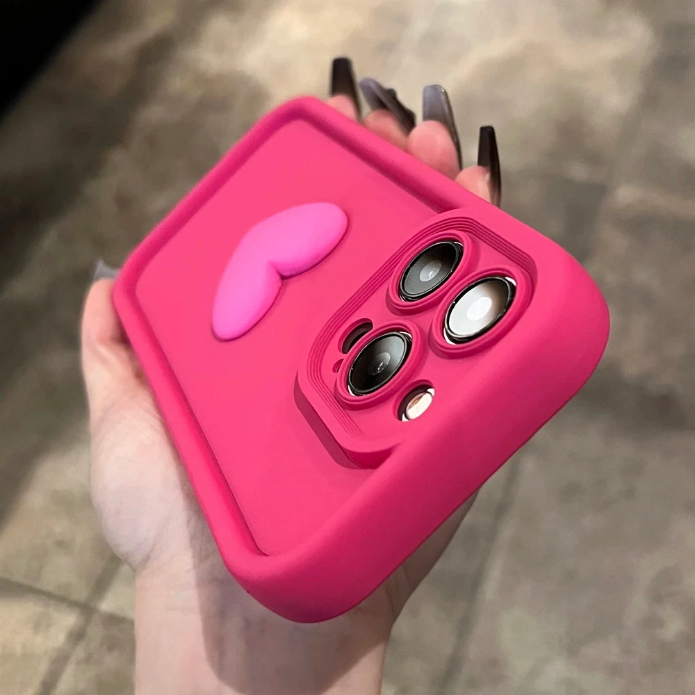 Adorable 3D Love Heart Matte Shockproof Soft Silicone Phone Case for ...