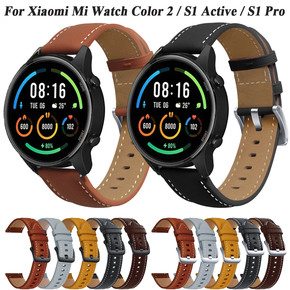 22mm-Leather-Strap-Watchband-For-Xiaomi-Mi-Watch-Color-Color-2-S1 ...