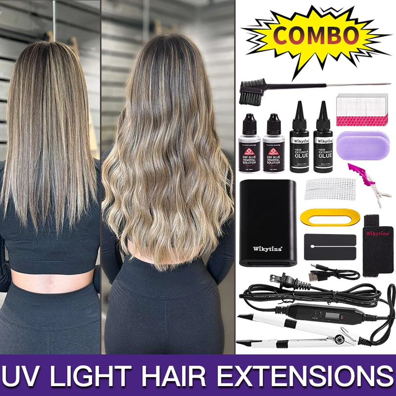 2026 WIKYTINA NEW UV Light Hair Extensions Kit V Light Hair Extension ...