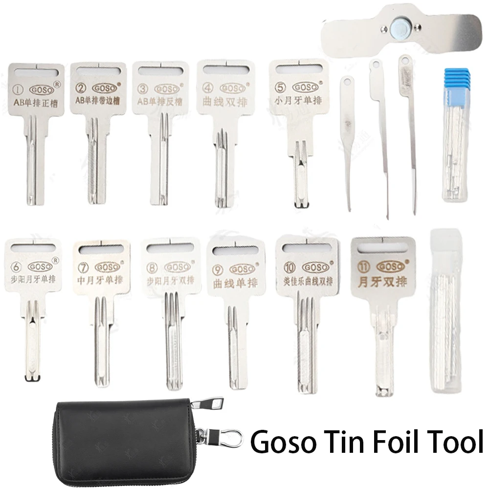 17pcs-Goso-Tin-Foil-Pick-Tools-with-Bump-Keys-Professional-Door-Lock ...