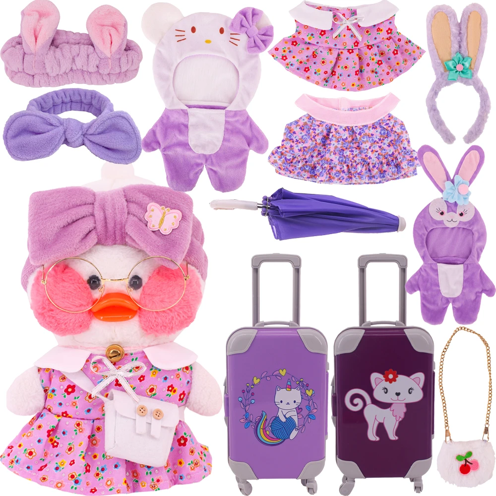 Kawaii roxo pato roupas acessórios lalafanfan roupas chapéu saia para ...