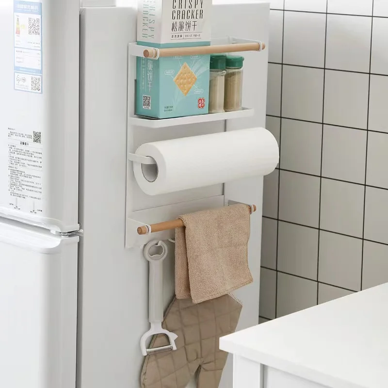 Magnetic Kitchen Seasoning Refrigerator Side Rack Bathroom Tissue Rod ...