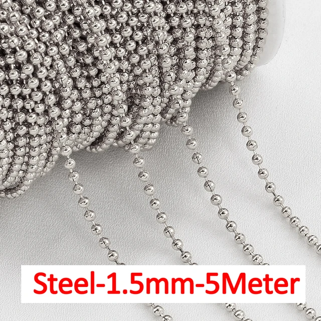 5Meters 2Meters Stainless Steel Ball Bead Chain Gold Color Beaded ...