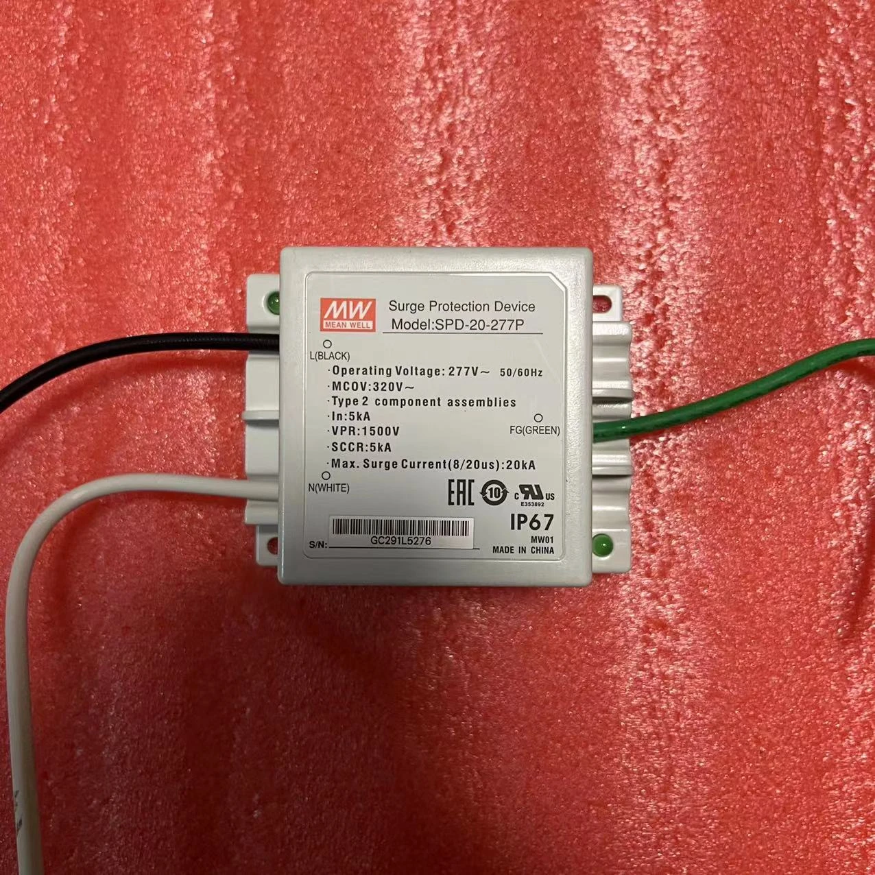 MEAN WELL Switching Power SPD 20 240P/277P 20KA LED Driver Surge ...