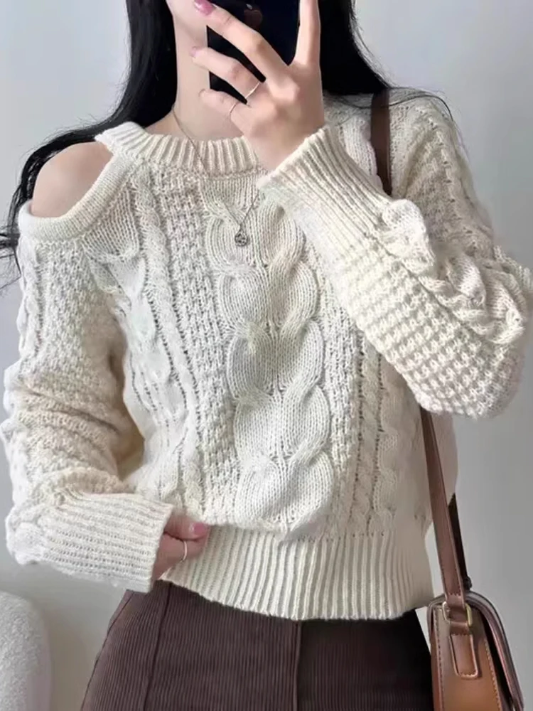 Idle-Sle-Sweater-Women-Korean-Sle-Spring-Elegant-round-Neck-Hollow ...