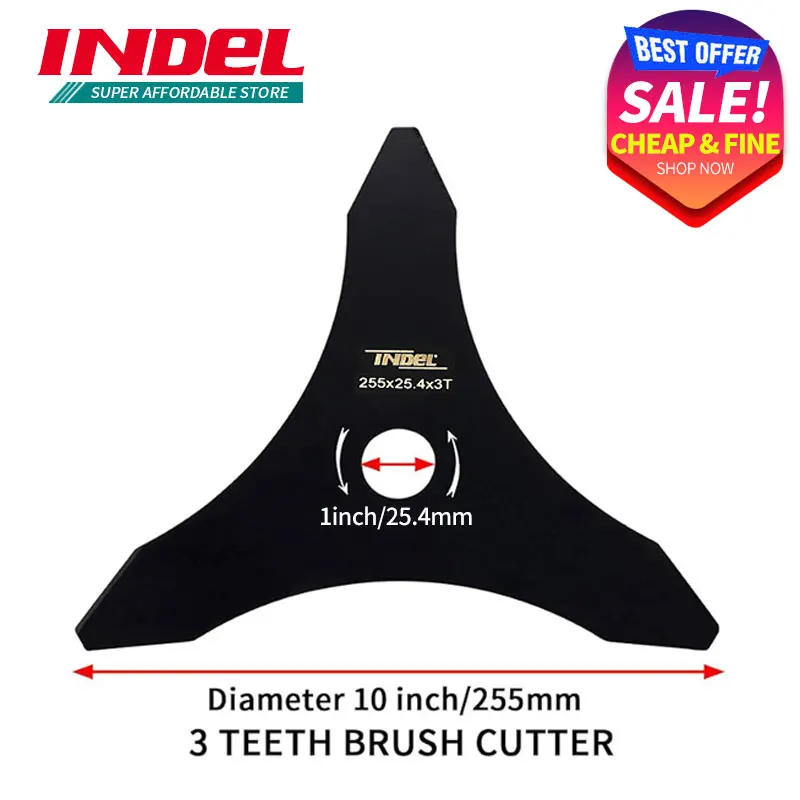 INDEL Brush Cutter Blade 10"x3 Teeth Carbon Steel Lawn Mower ...