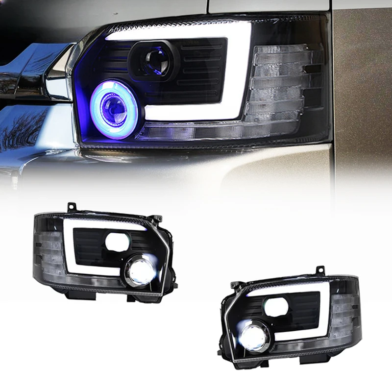 Car Headlights Headlamp Modified LED DRL Angel Eye Projector Lens Beam ...