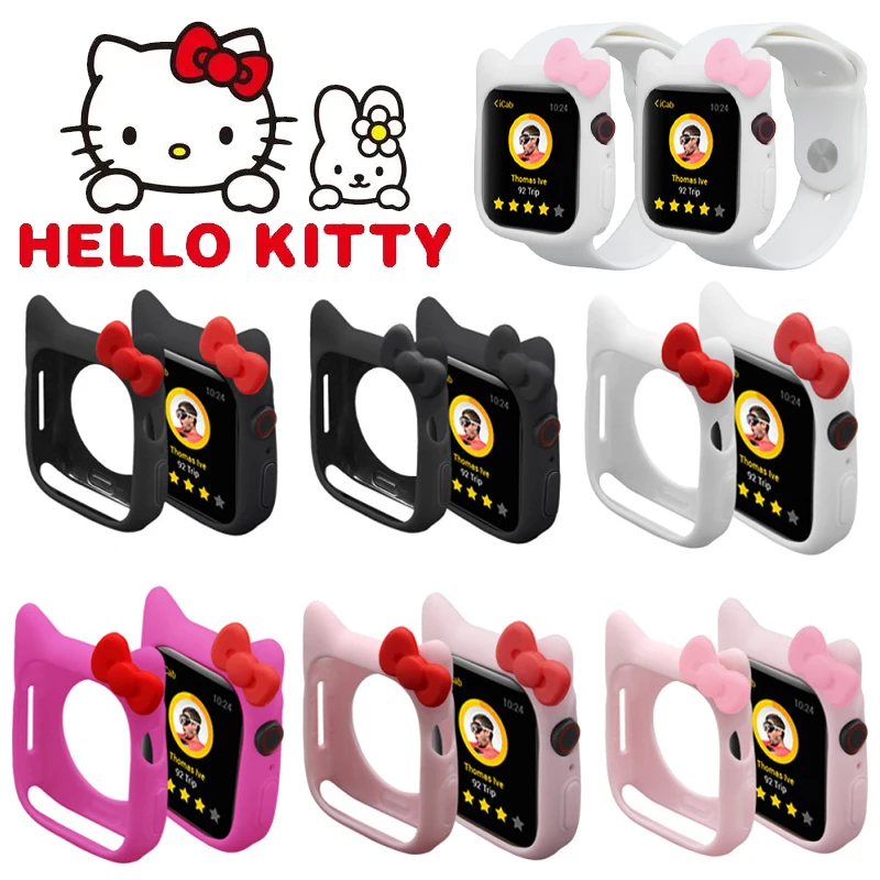 Hello-Kitty-Bow-Cat-Soft-Silicone-Band-cartoon-Case-For-Apple-Watch ...