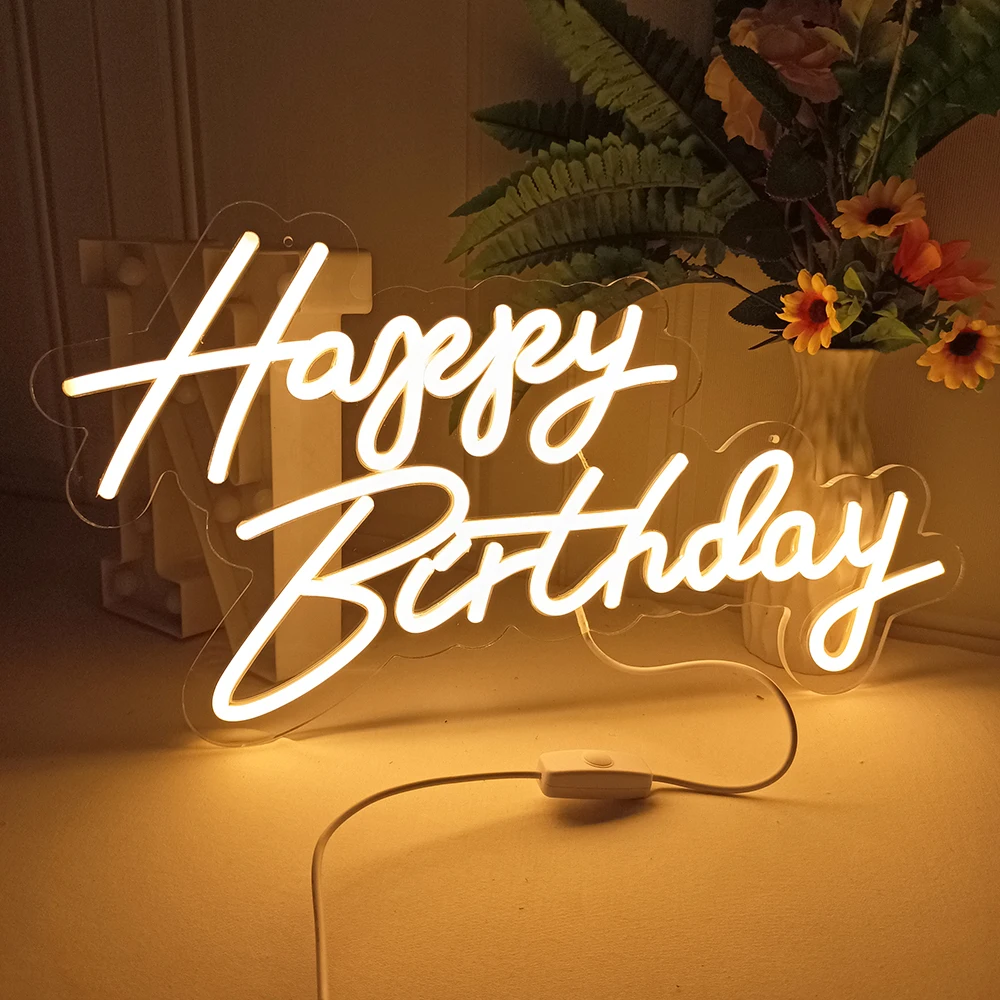 45cm-Happy-Birthday-Neon-LED-Birthday-Party-Background-Glow-Sign-5V-USB ...