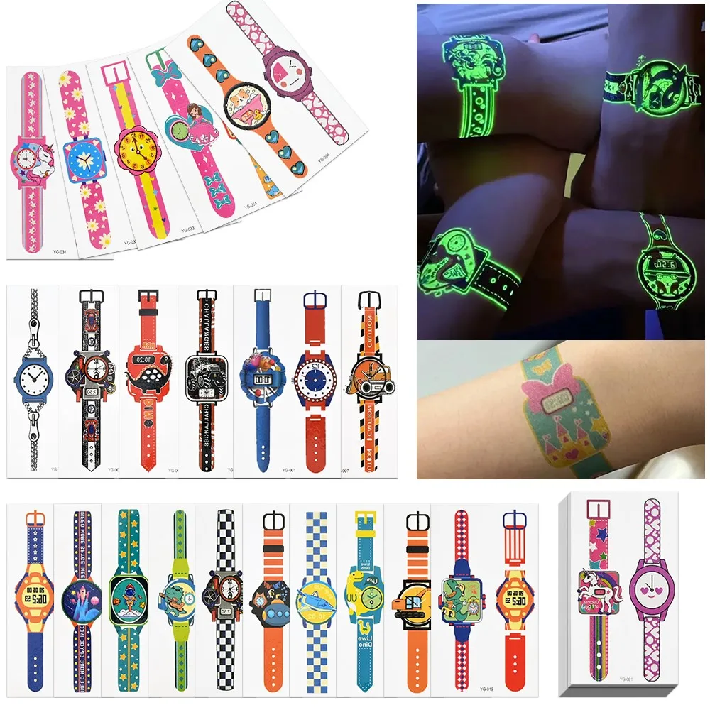 10Pcs-Set-Kids-Cartoon-Watch-Luminous-Tattoos-Stickers-Kawaii-Cute ...