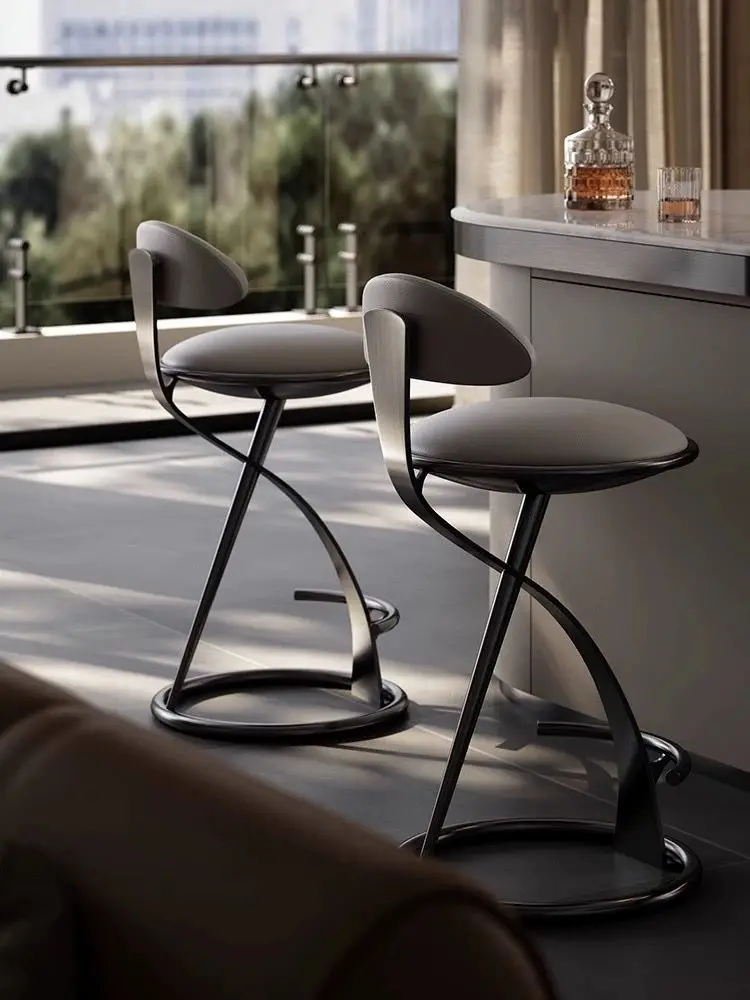 Italian-Stainless-Steel-Bar-Chair-Home-Furniture-Luxury-High-Footed ...