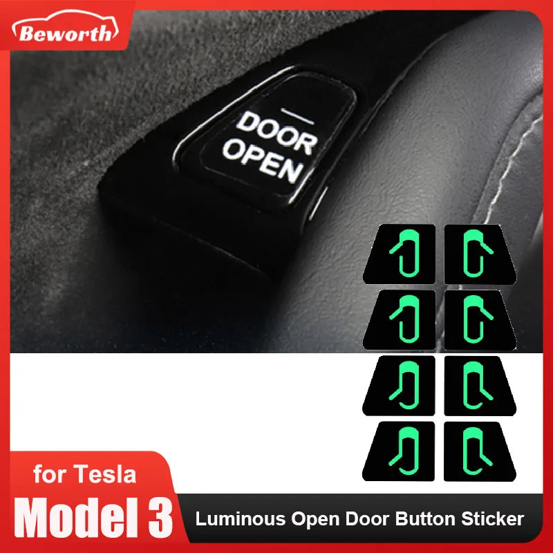 For-Tesla-Model-3-Door-Opening-Button-Prompt-Sticker-Luminous ...