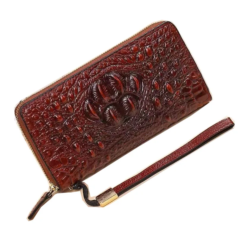 Alligator-Pattern-Genuine-Leather-Wallet-Women-Large-Real-Cowhide ...