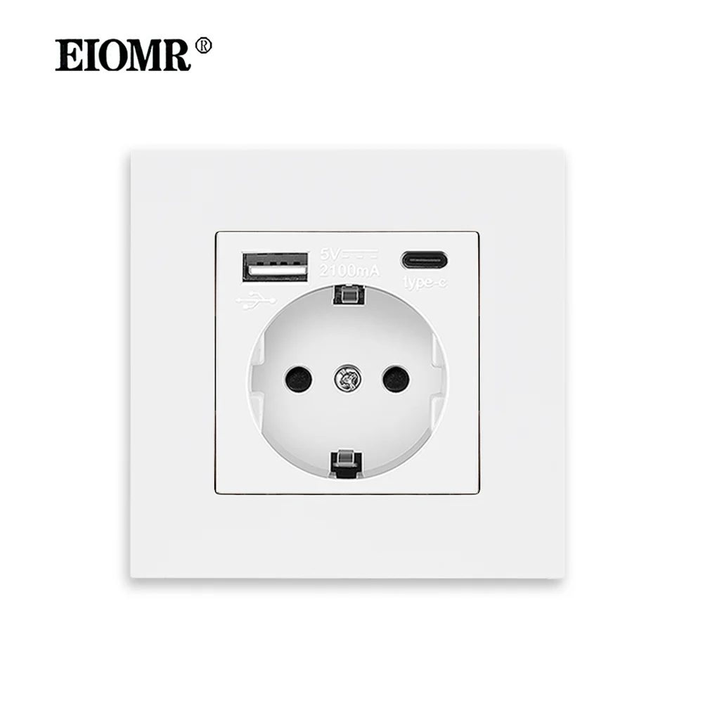 EIOMR-EU-Power-Socket-Outlet-with-Usb-Type-C-2-1A-Charging-Port-16A ...