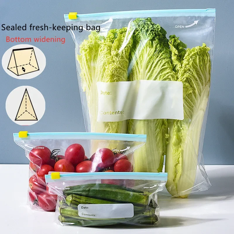 Ziplock-Food-Storage-Bags-Reusable-Zipper-Sealed-Refrigerator-Organizer ...